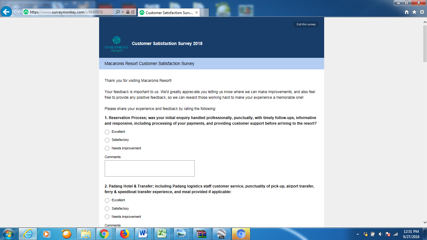 Screenshot Customer Satisfaction Survey Screenshot Customer Satisfaction Survey